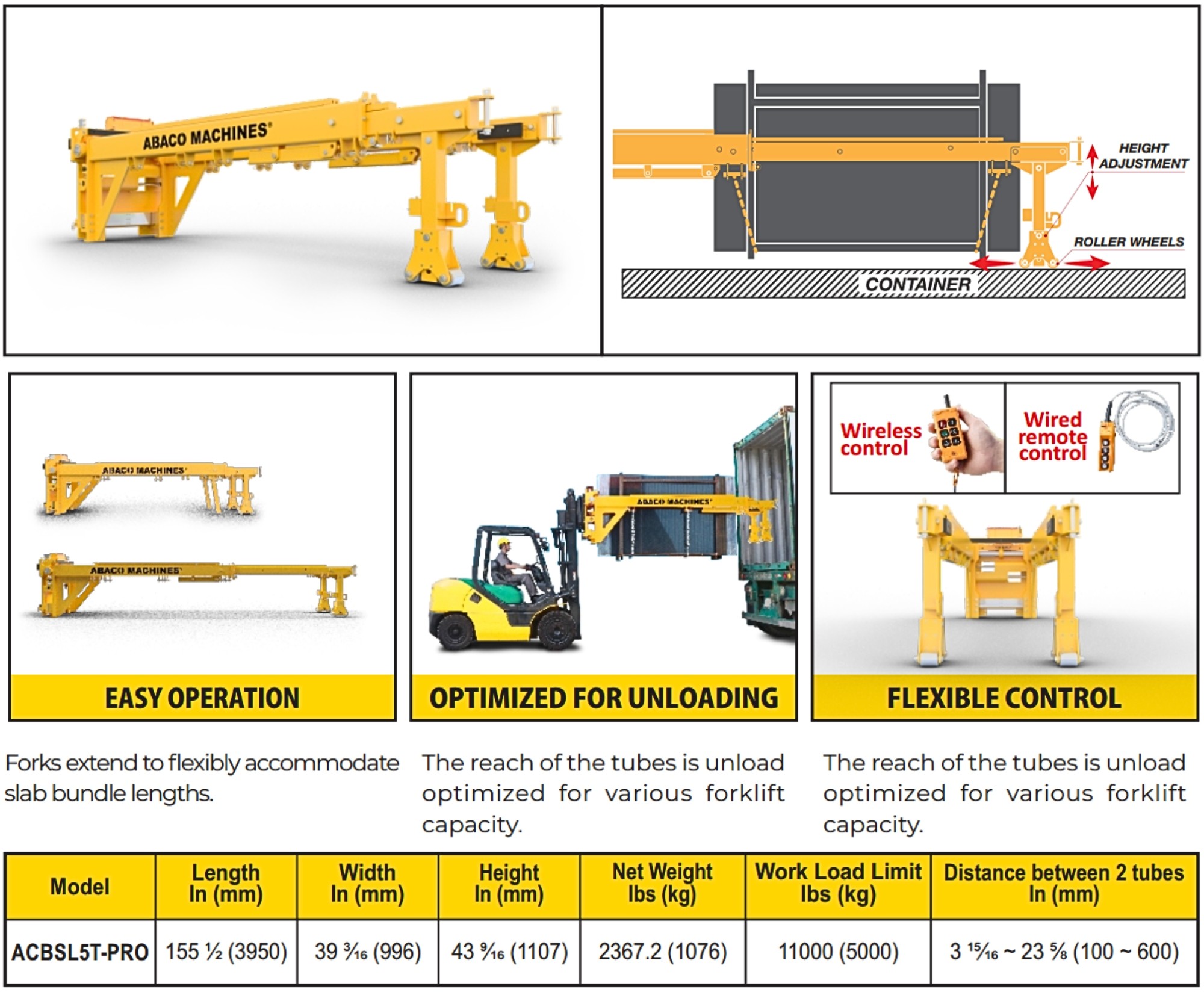 ABACO CONTAINER BUNDLE SLAB LOAD - UNLOADER PRO- ACBSL5T-PRO