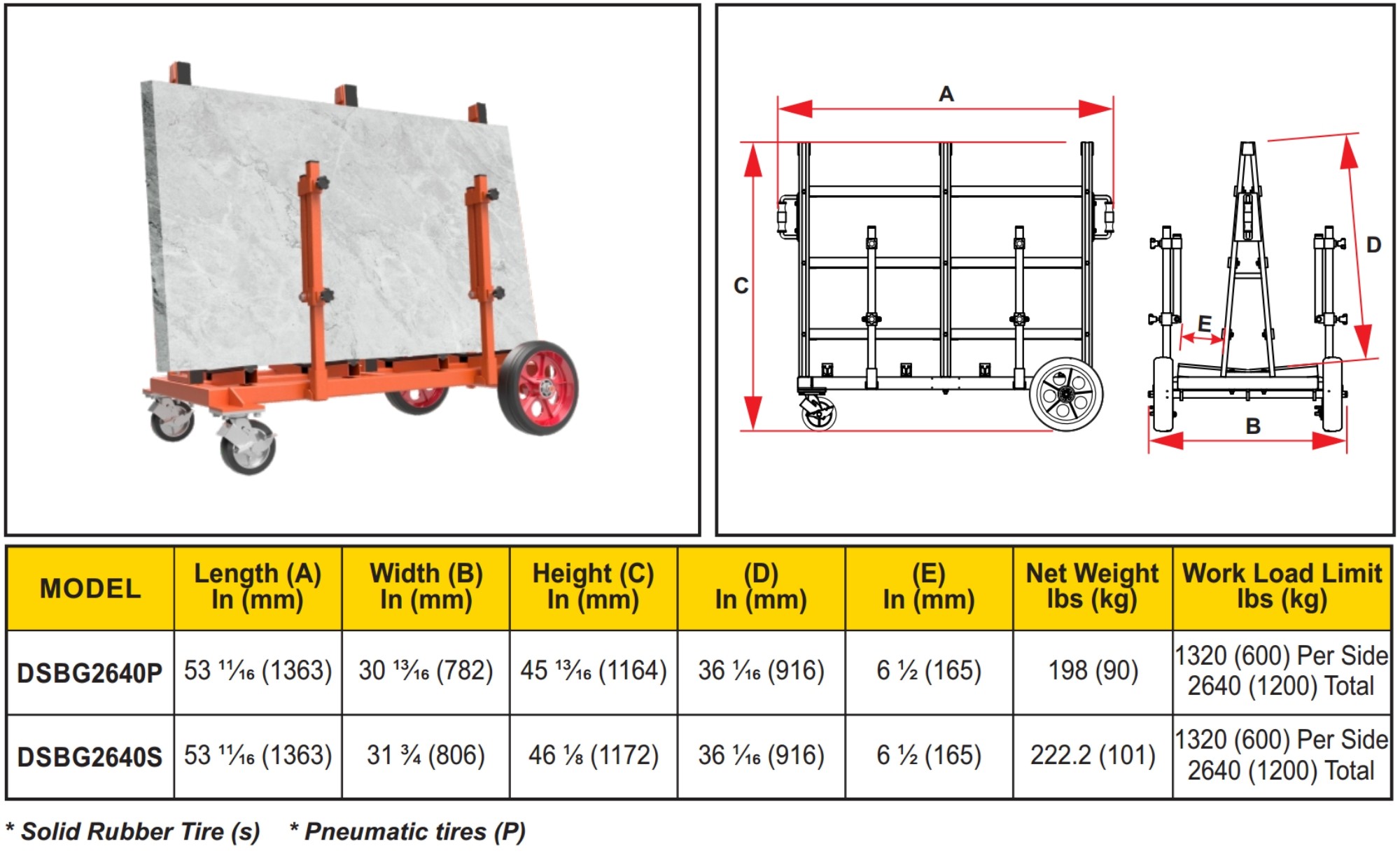 ABACO DOUBLE SIDED SLAB BUGGY - DSBG2640