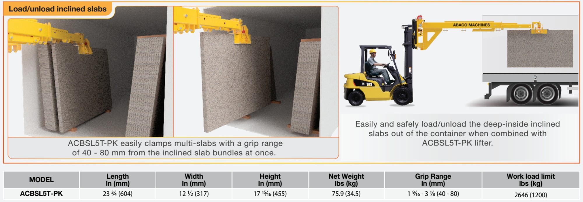 ABACO CONTAINER BUNDLE SLAB LOAD - UNLOADER PRO- ACBSL5T-PRO